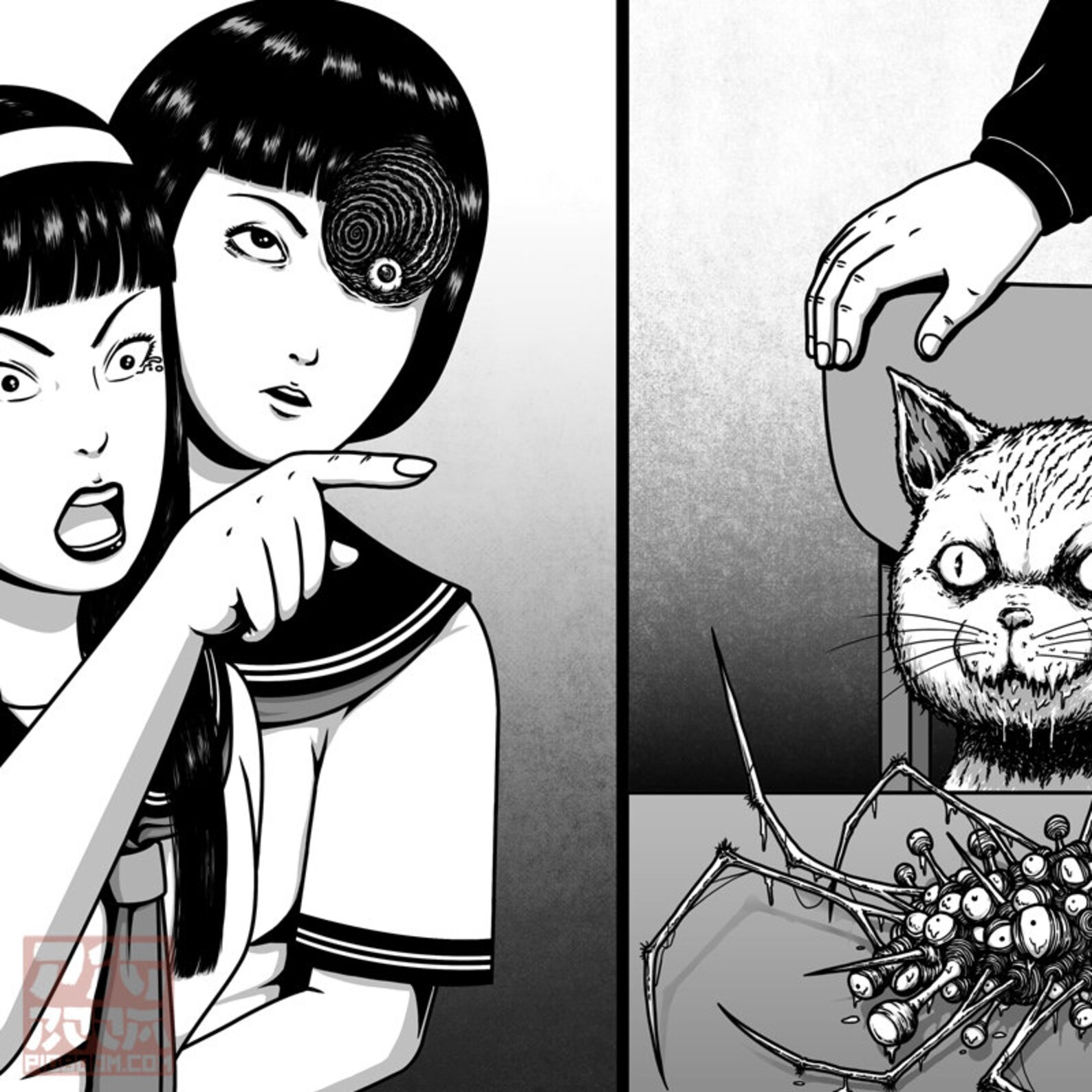 Gore Girl Yelling at a Creepy Cat - Japanese Gore | Horror Manga ...
