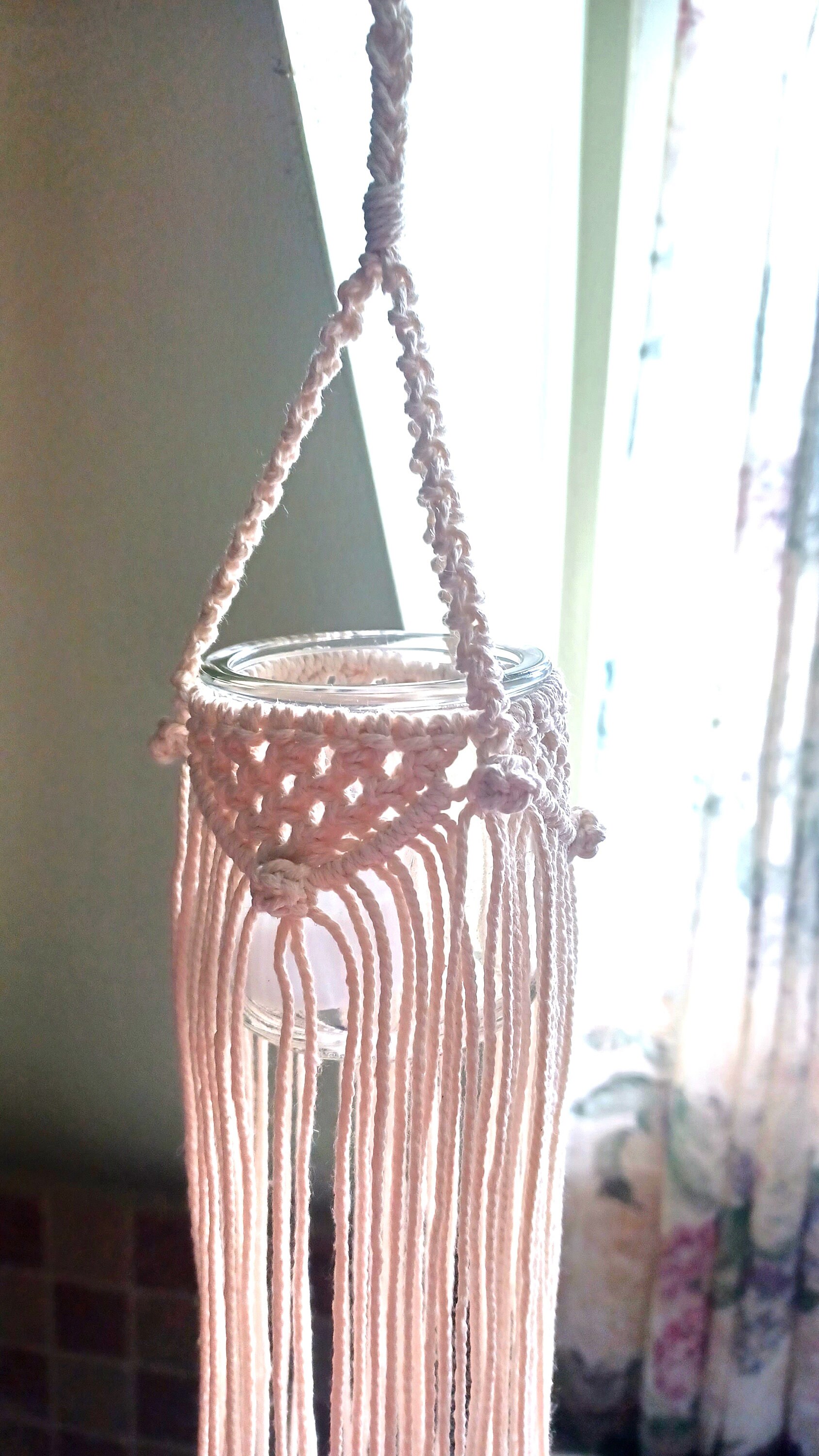 Hanging Lantern, Macramé Glass Jar, Nightlight - Etsy