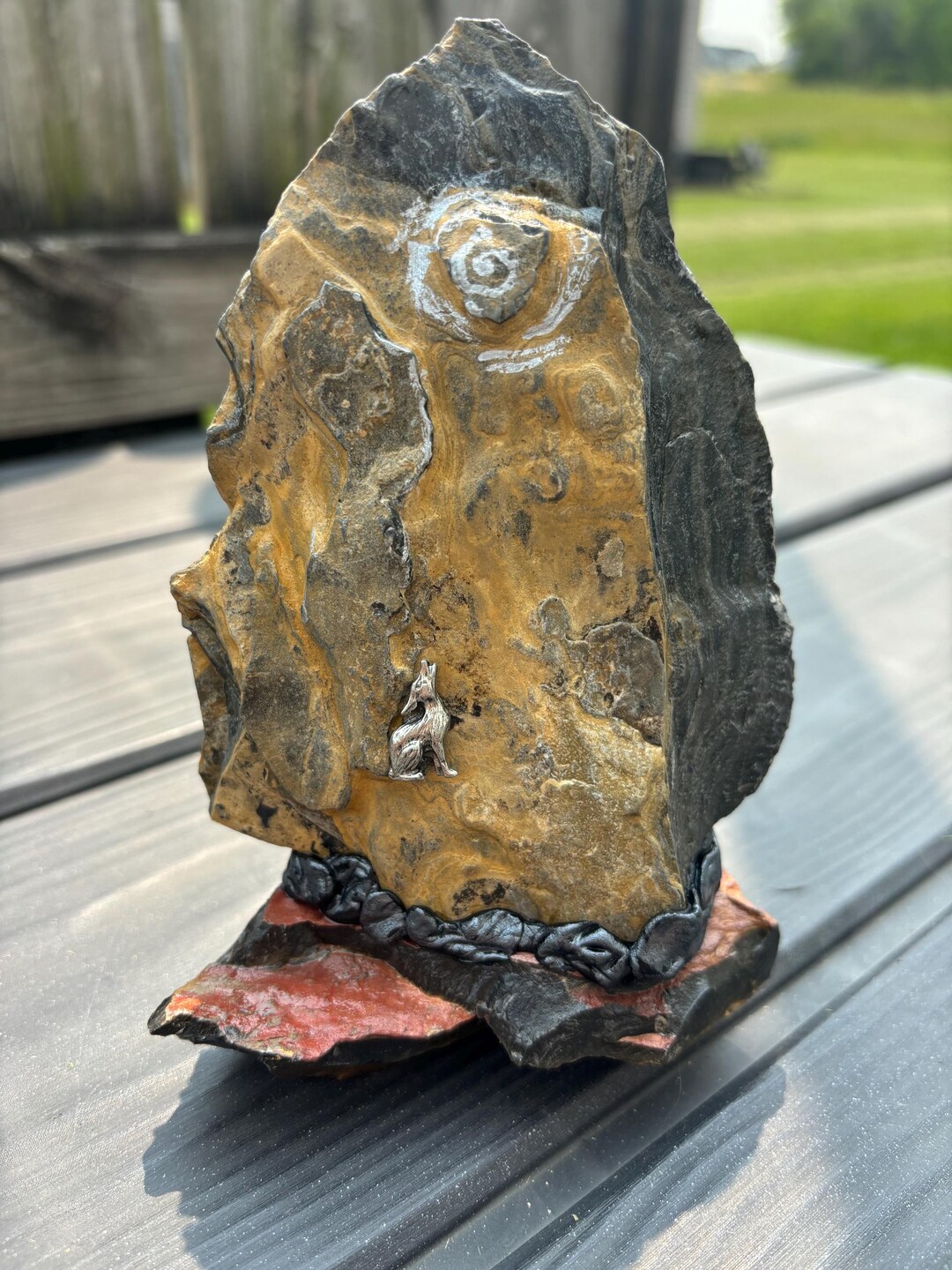 Rock Art Paperweight Wolf on Mountain Natural Stone Office Decor - Etsy