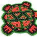 2.5 Inch Turtle Seed Bead Rosette, Red, Green & Black Seed Beaded ...