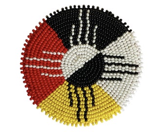 Sunburst 3 Inch Seed Bead Rosette 8C, Beaded Patch, Beaded Rosette ...