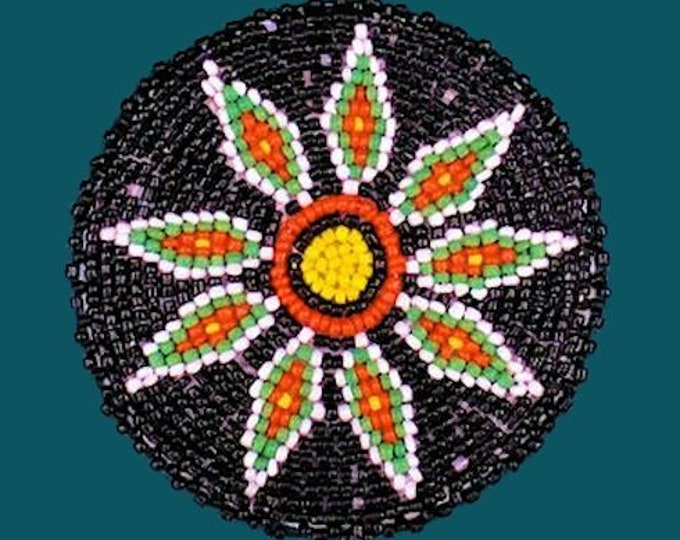 Sunburst 3 Inch Seed Bead Rosette 8C, Beaded Patch, Beaded Rosette Medallion, Native Crafts - Etsy