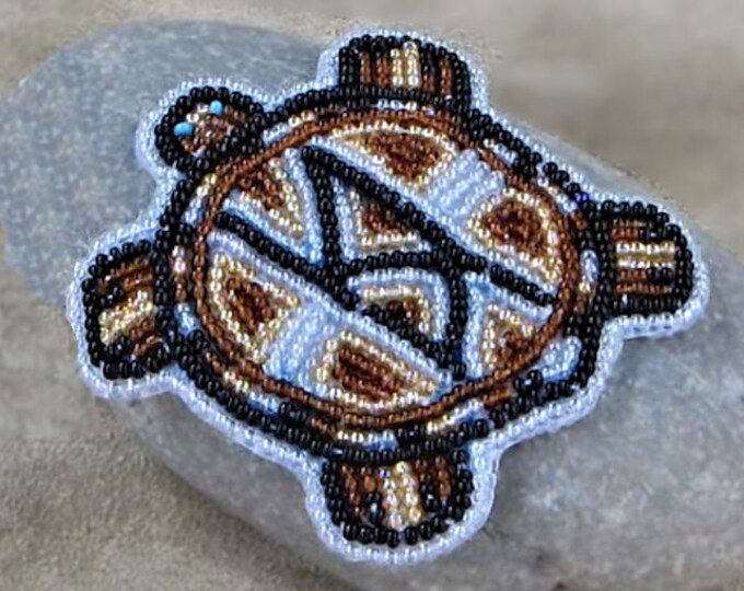 2.5 Inch Turtle Seed Bead Rosette Brown Seed Beaded Medallion - Etsy