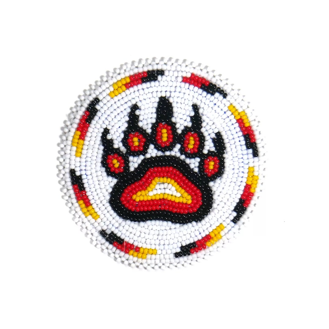 Fire Bear Paw Beaded Patch, 3 Inch Seed Bead Rosette, Beaded Rosette ...