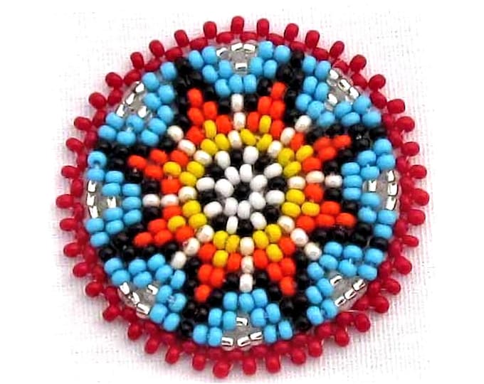 Sunburst 3 Inch Seed Bead Rosette 8C, Beaded Patch, Beaded Rosette Medallion, Native Crafts - Etsy