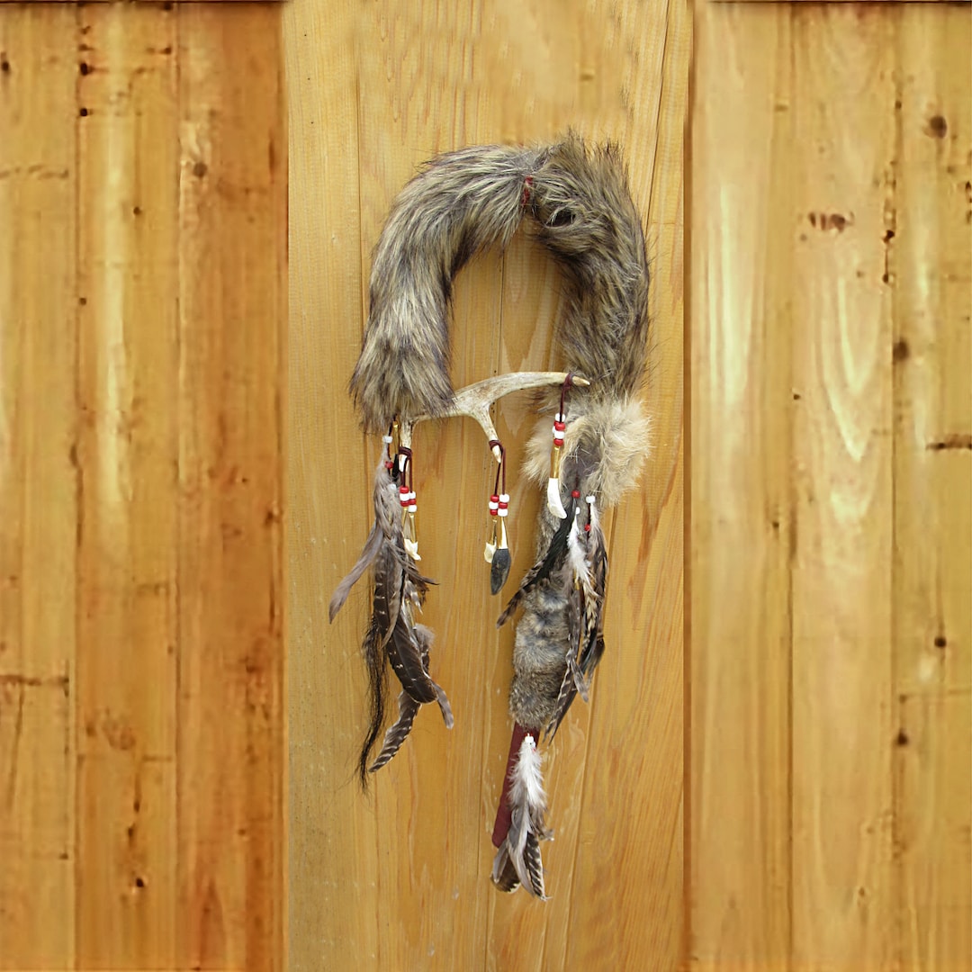 Coyote Coup Stick, Native American Themed Wall Art, Antler Dance Staff ...