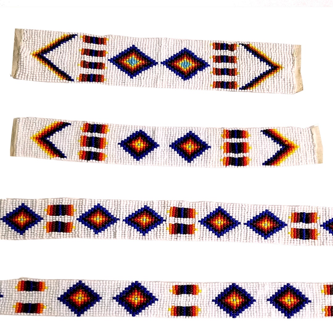 Beaded Sew or Glue Seed Bead Strip 4, Beading Applique for Native ...