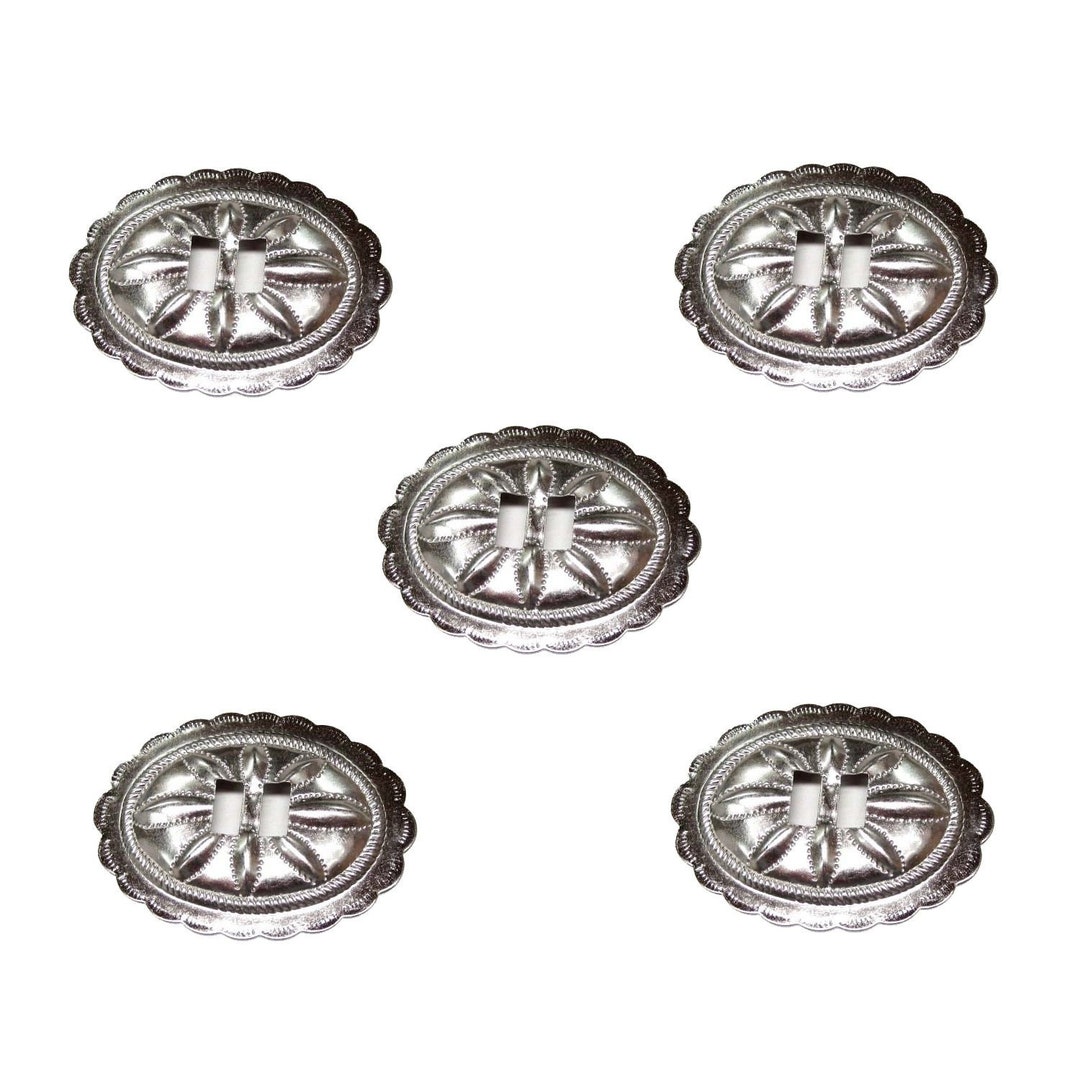 Oval Conchos, Pkg/10, Silver Metal Conchos, 2 1/4 Inch 2 Slot ...