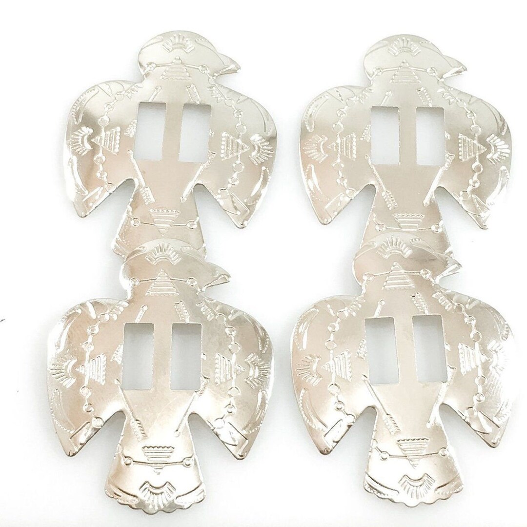Thunderbird Conchos, 100 Silver Metal Conchos, 1.5 Inch 2 Slot Embossed ...