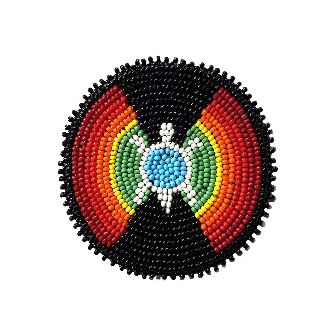 2.5 Inch Turtle With Rainbow Colors Seed Bead Rosette Beaded Patch ...