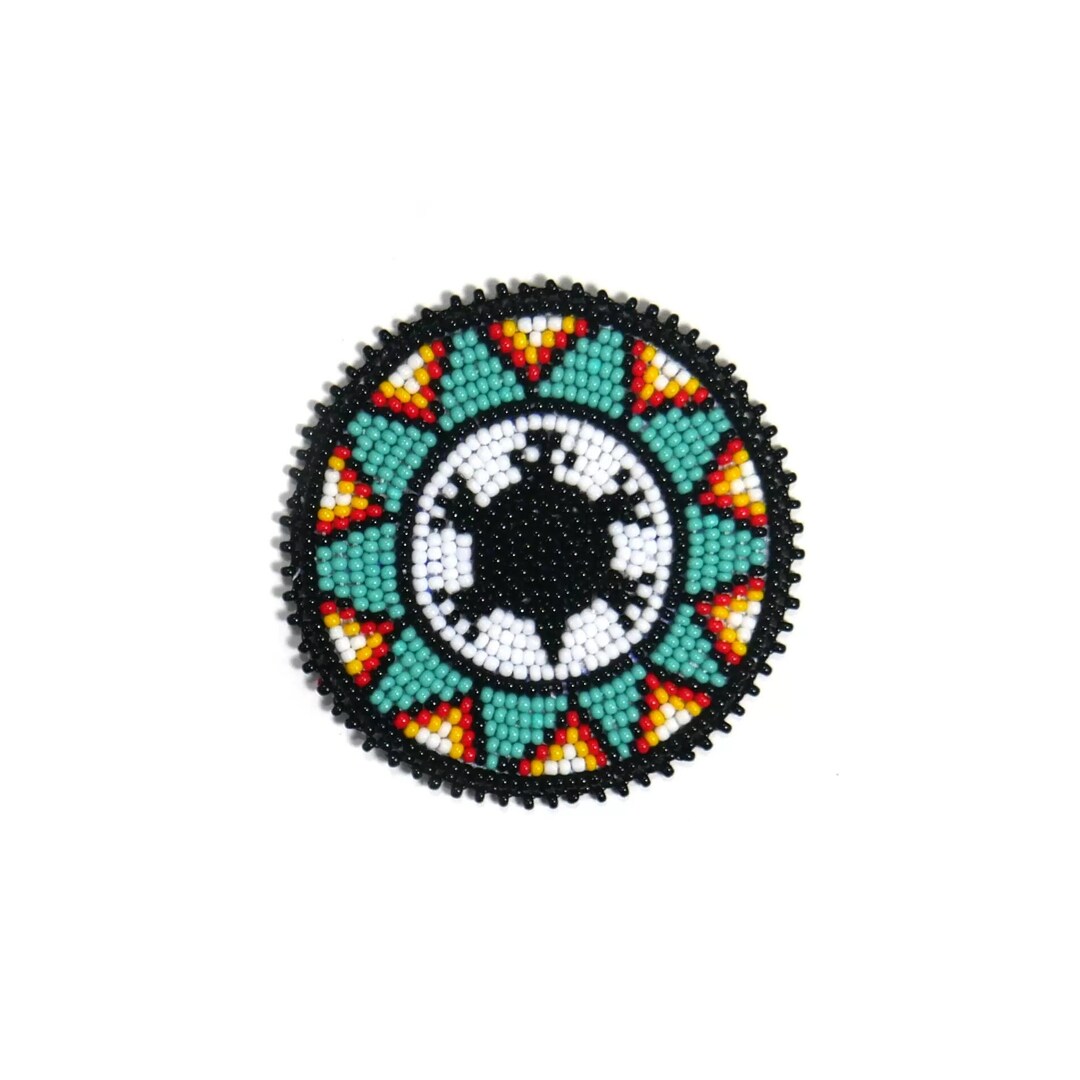 2.5 Inch Turtle Seed Bead Rosette, Native Crafts Beaded Patch ...
