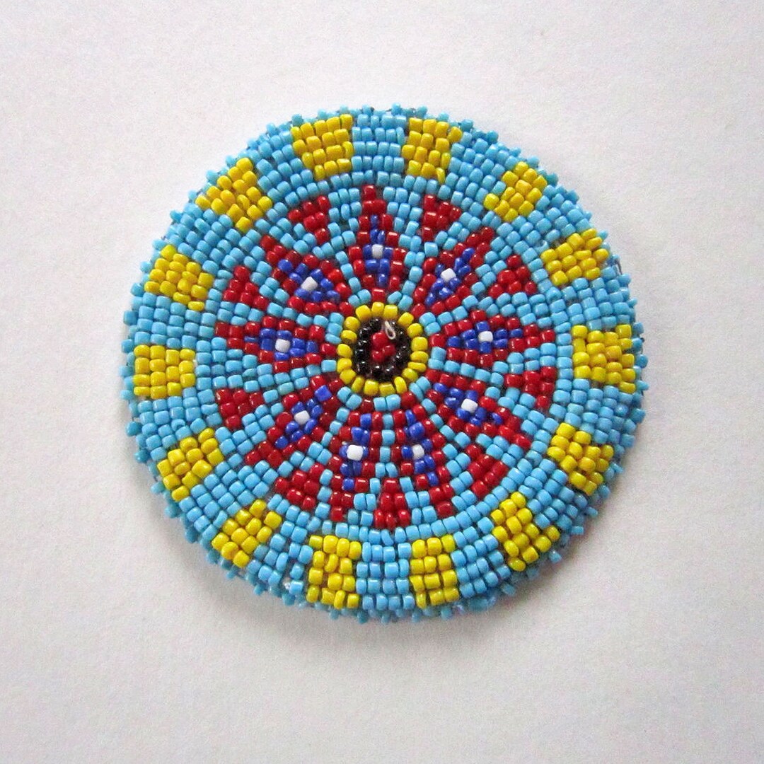 Sunburst 3 Inch Seed Bead Rosette 10B, Beaded Patch, Beaded Rosette ...