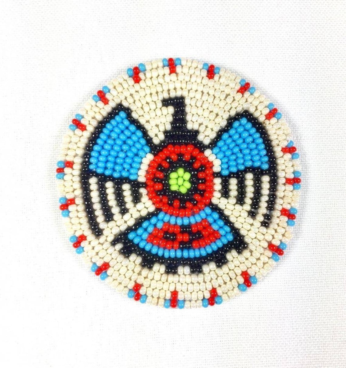 White and Black Thunderbird 2.5 Inch Seed Bead Rosette Beaded - Etsy