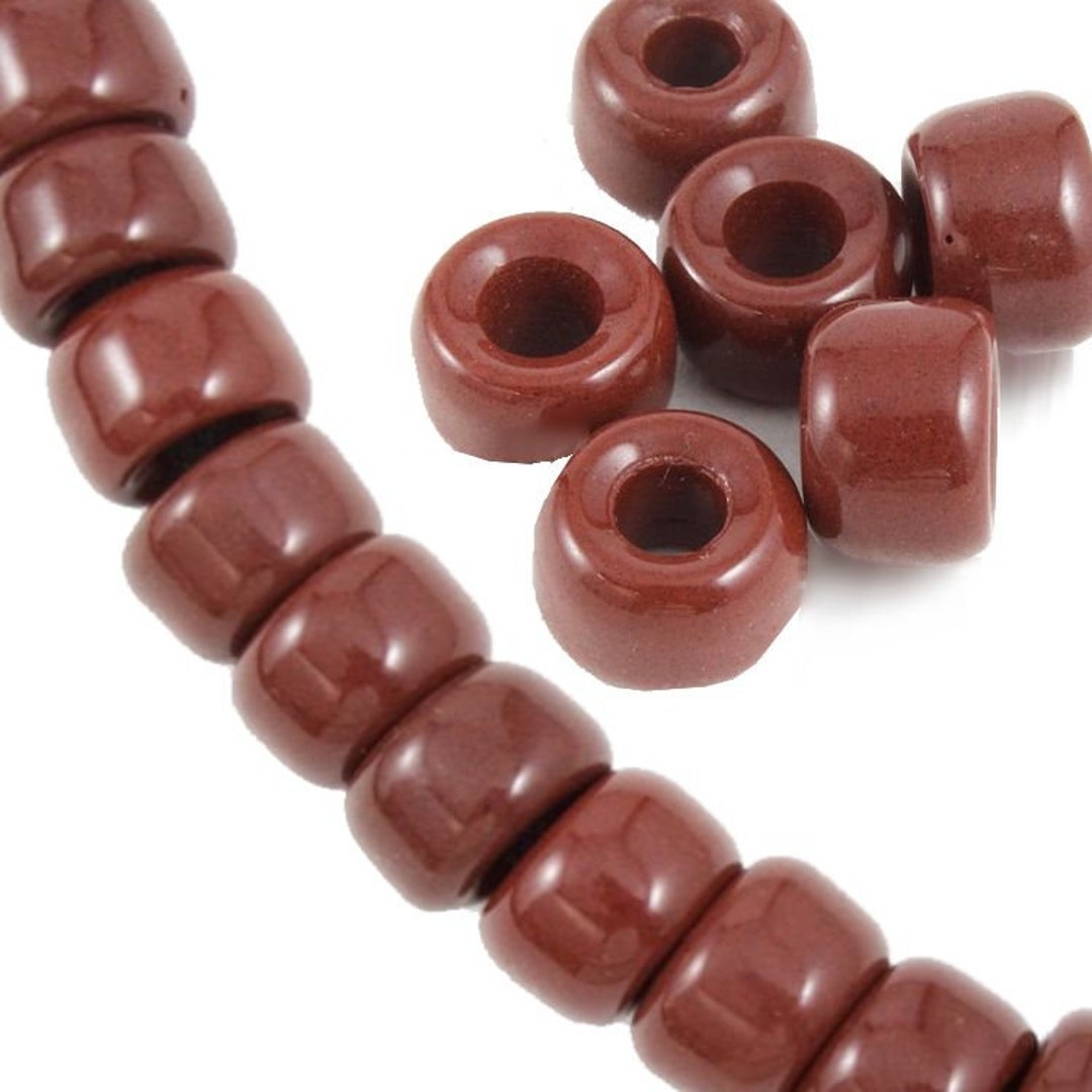 Glass Crow Beads, Brown Beads, 9 Mm, Strand of 100, Roller Beads, Pony ...
