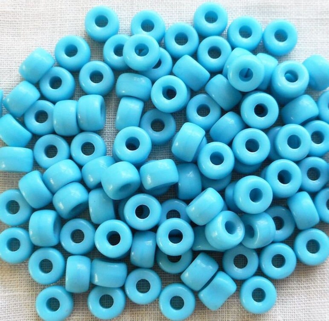 Glass Crow Beads, Light Blue Beads, 9 Mm, Strand of 100, Roller Beads ...