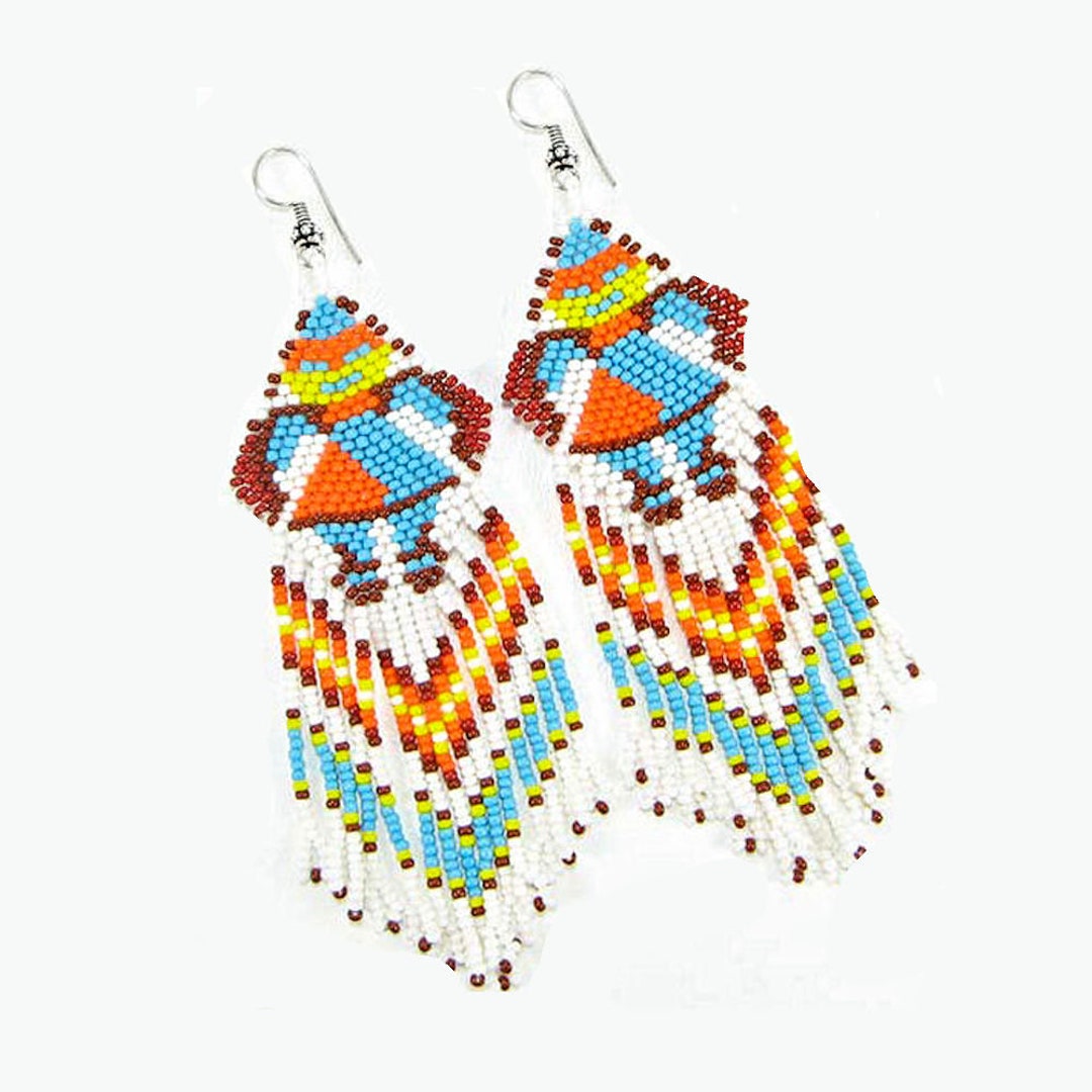 Storyteller Doll Multi-color Seed Bead Dangle Beaded Earring - Etsy