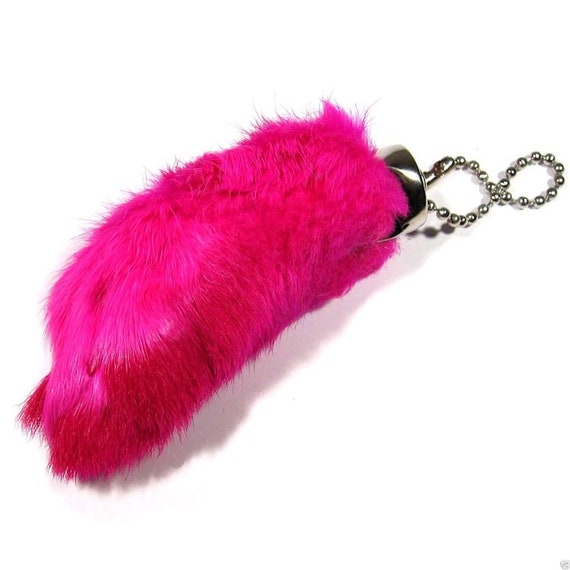 Hot Pink Dyed Rabbit Foot with Ball Chain Animal Foot | Etsy