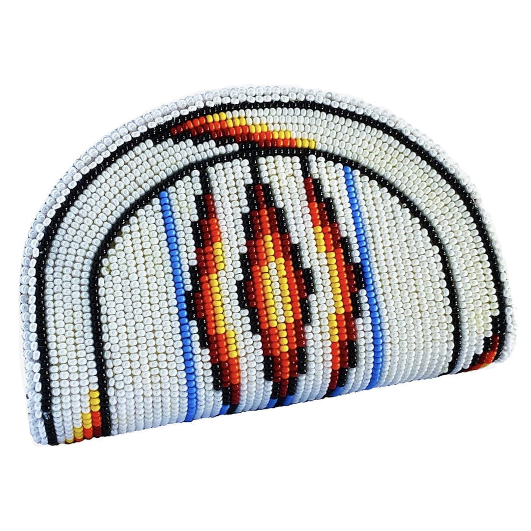 Leather Beaded Coin Purse White Multicolor Native American - Etsy