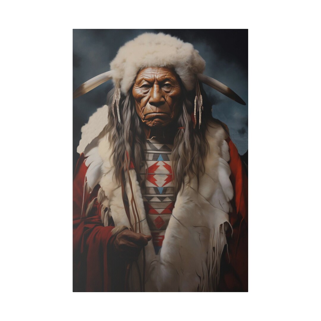 Canvas Art Print, White Buffalo Chief Native American Artwork, 5 Sizes ...