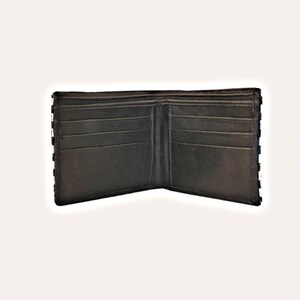 Leather Beaded Wallet, 6 Credit Card Slots, 2 Money Compartments ...