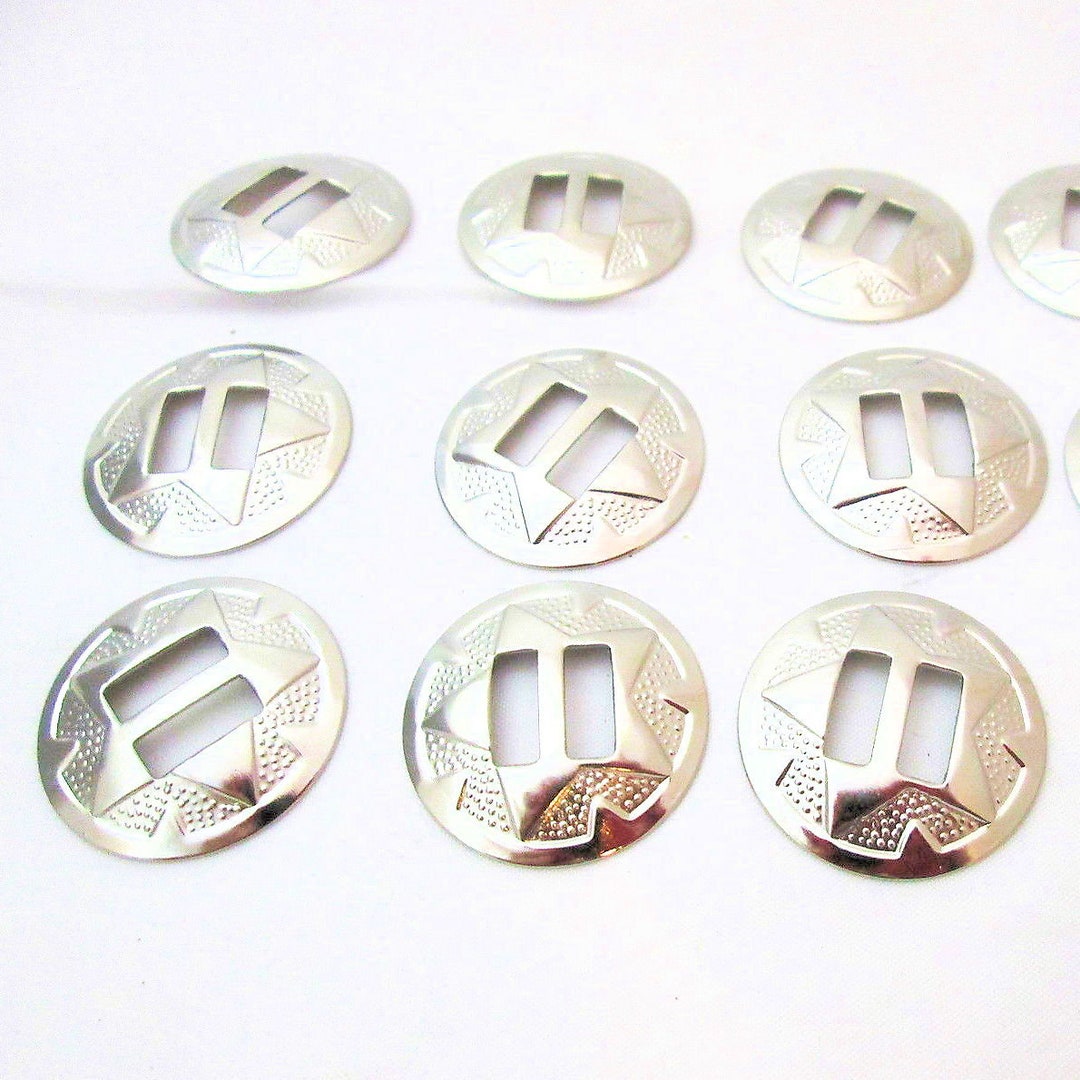 2 Slot Star Conchos, Pkg/50, Silver Metal 1.5 Inch Embossed Concho ...