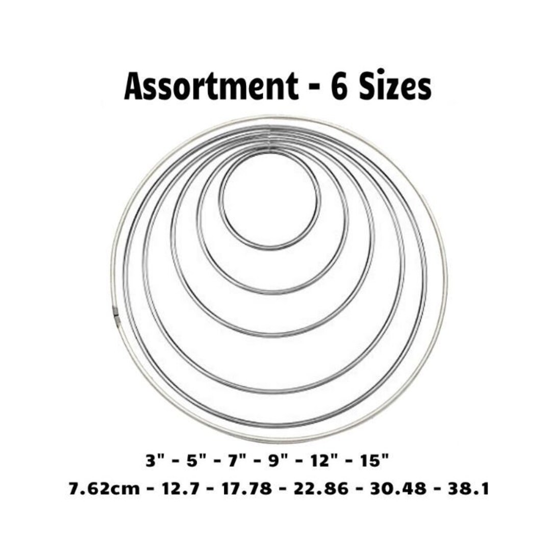 Assortment of 6 Dreamcatcher Metal Hoops, Macrame Rings, Mandella Hoops ...