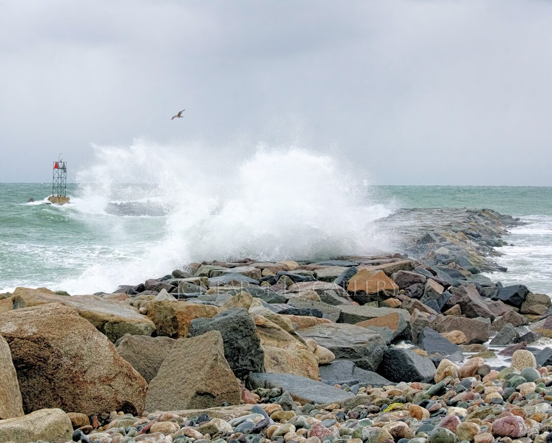 High Tide at Scituate Jetty, Ocean, Sea, Surf, South Shore, Boston, New ...