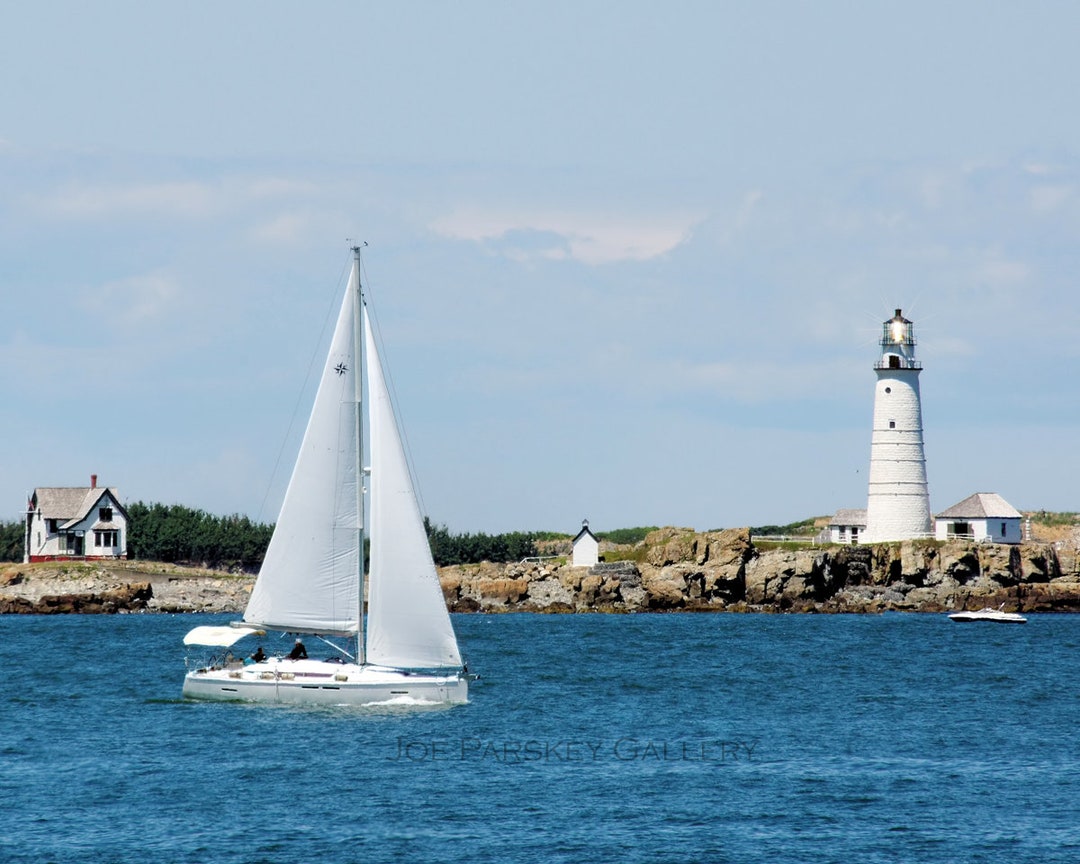 Sailboat at Boston Light, Sailing, Boston, MA, Lighthouse, Cottage ...