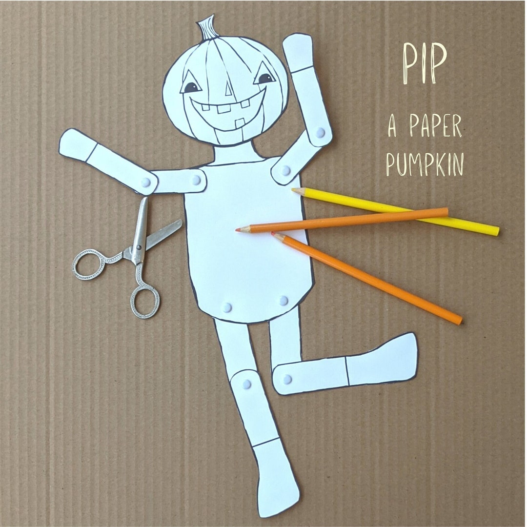 Printable Paper Pumpkin Articulated Paper Doll Pumpkin Craft Halloween ...