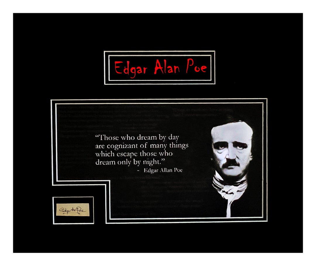 Edgar Allan Poe Autograph Signature Cut Museum Framed Ready to Display ...