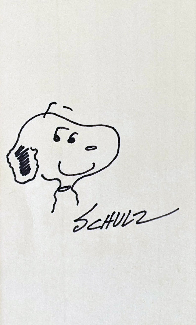 Charles Schulz Autograph and Drawing of Snoopy Museum Framed Ready to ...
