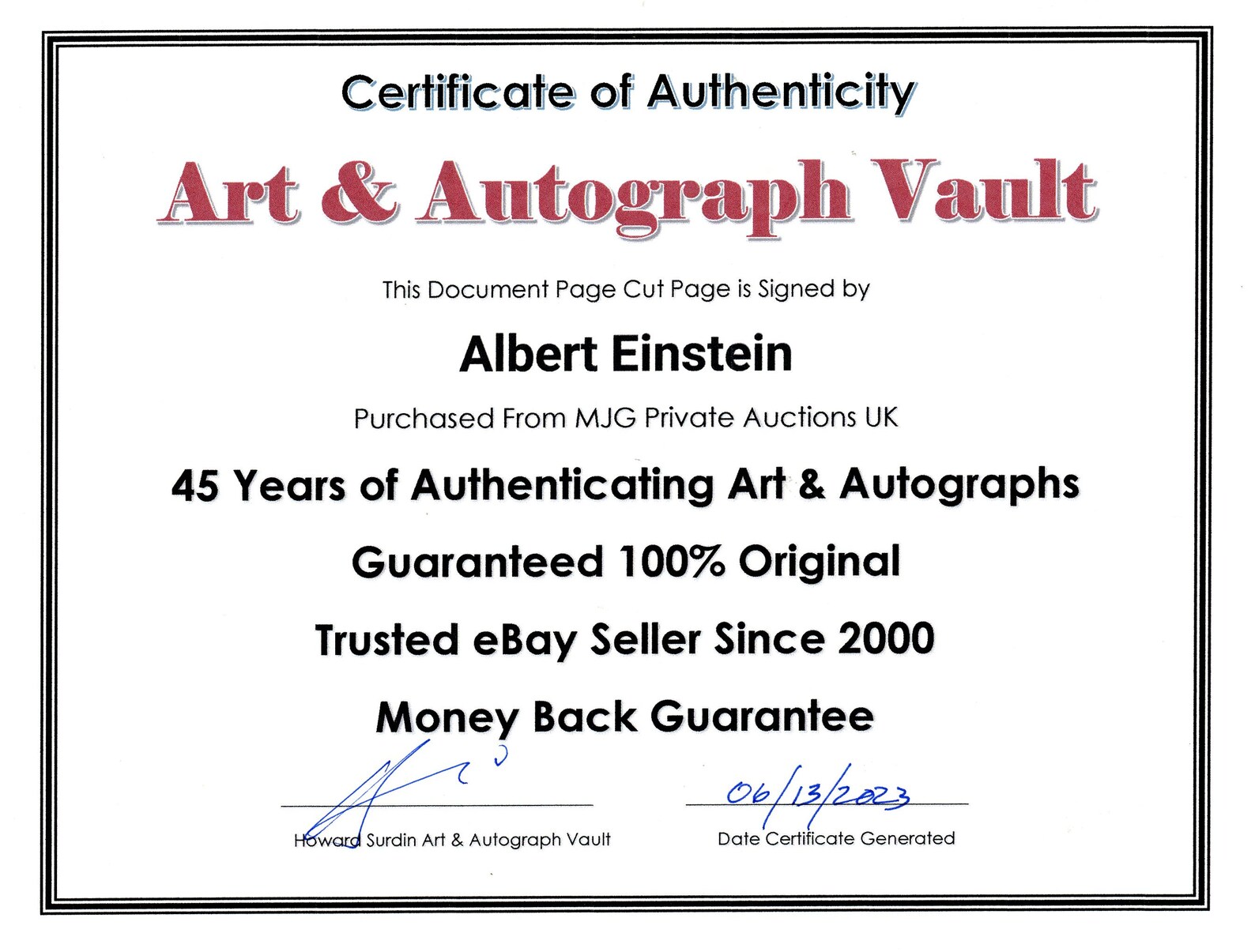Albert Einstein Autograph Cut Museum Framed Ready to Display - Etsy