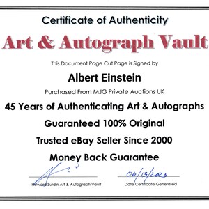 Albert Einstein Autograph Cut Museum Framed Ready to Display - Etsy