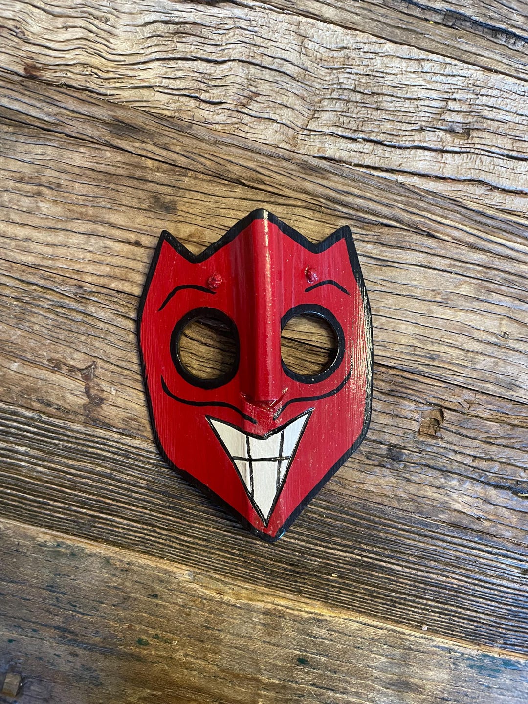 Hand Carved Palm Wood Mexican Devil Mask - Etsy