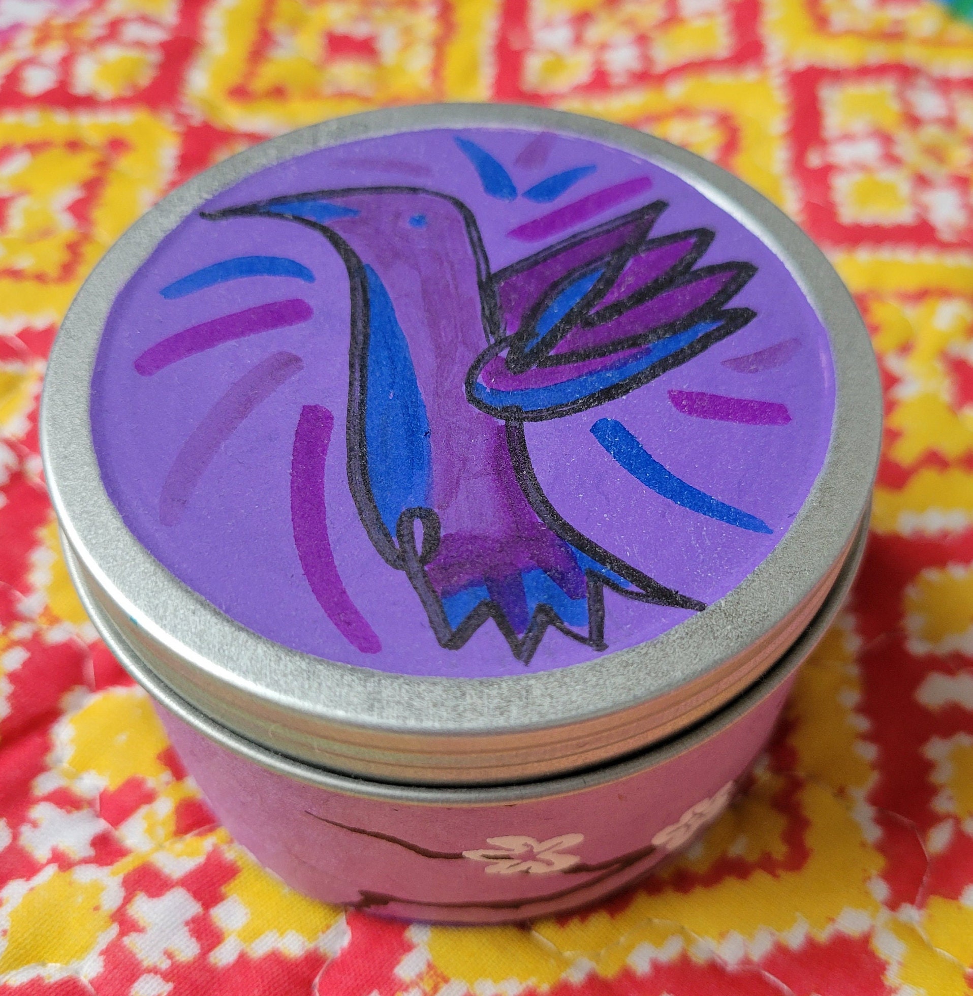 Purple Hummingbird Tin Container - Etsy
