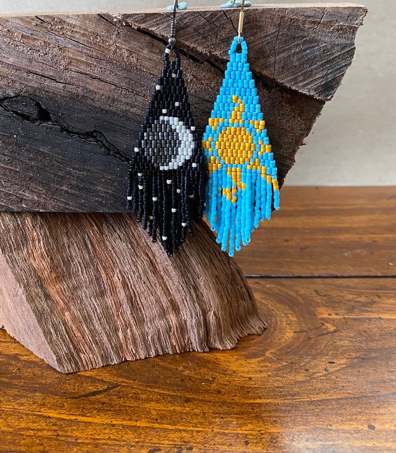 Witchy Eye Catching Sun and Moon Beaded Earring Set - Etsy