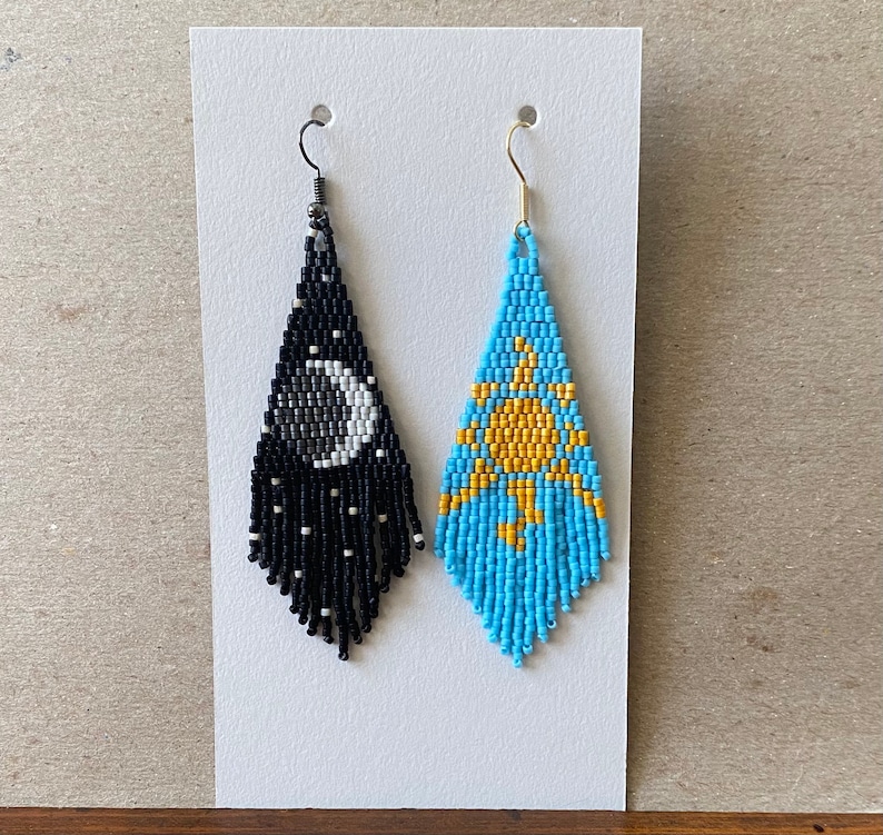 Witchy Eye Catching Sun and Moon Beaded Earring Set - Etsy