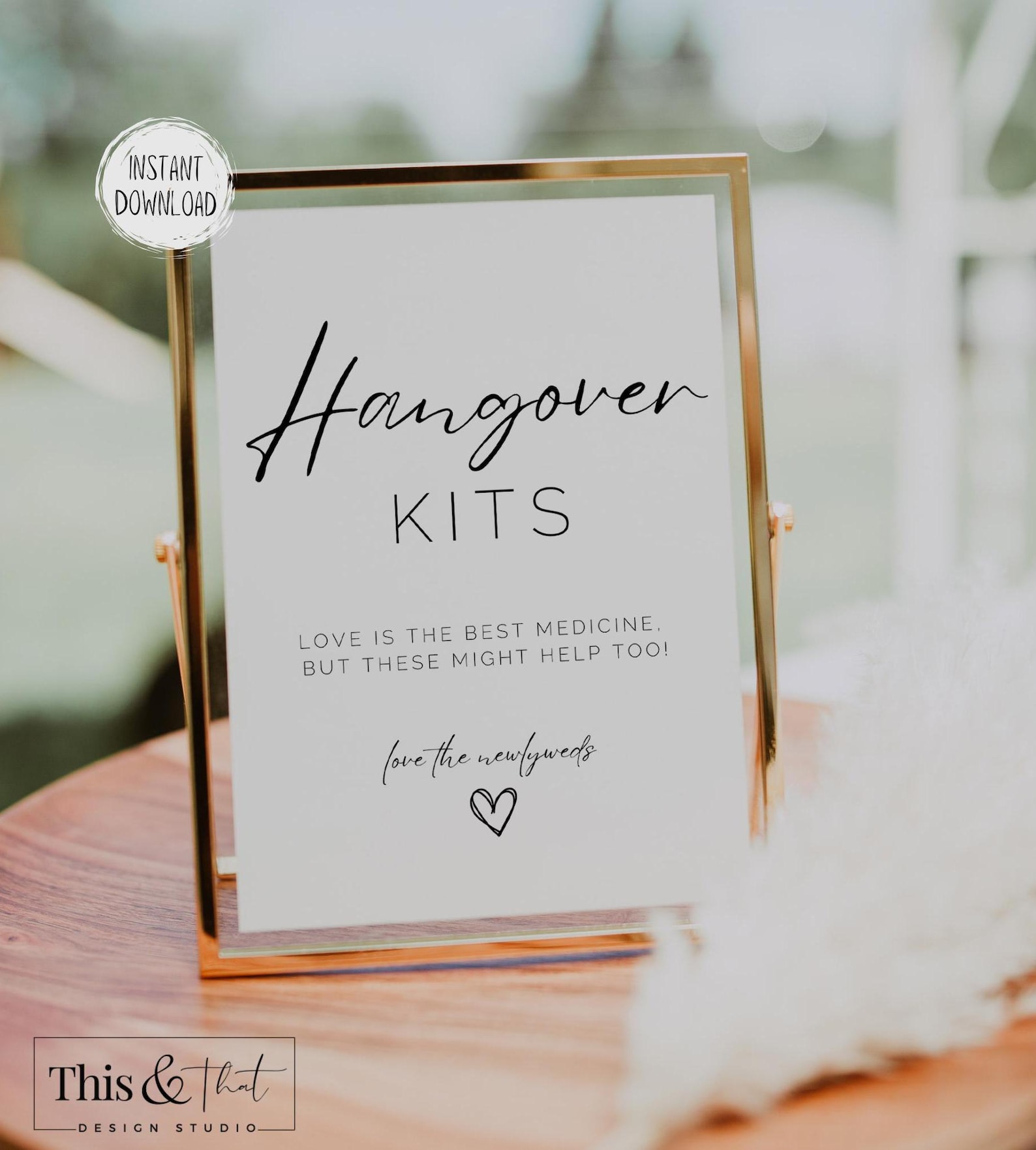 Hangover Kits Printable Sign | Minimalist Wedding Hangover Bags Sign ...