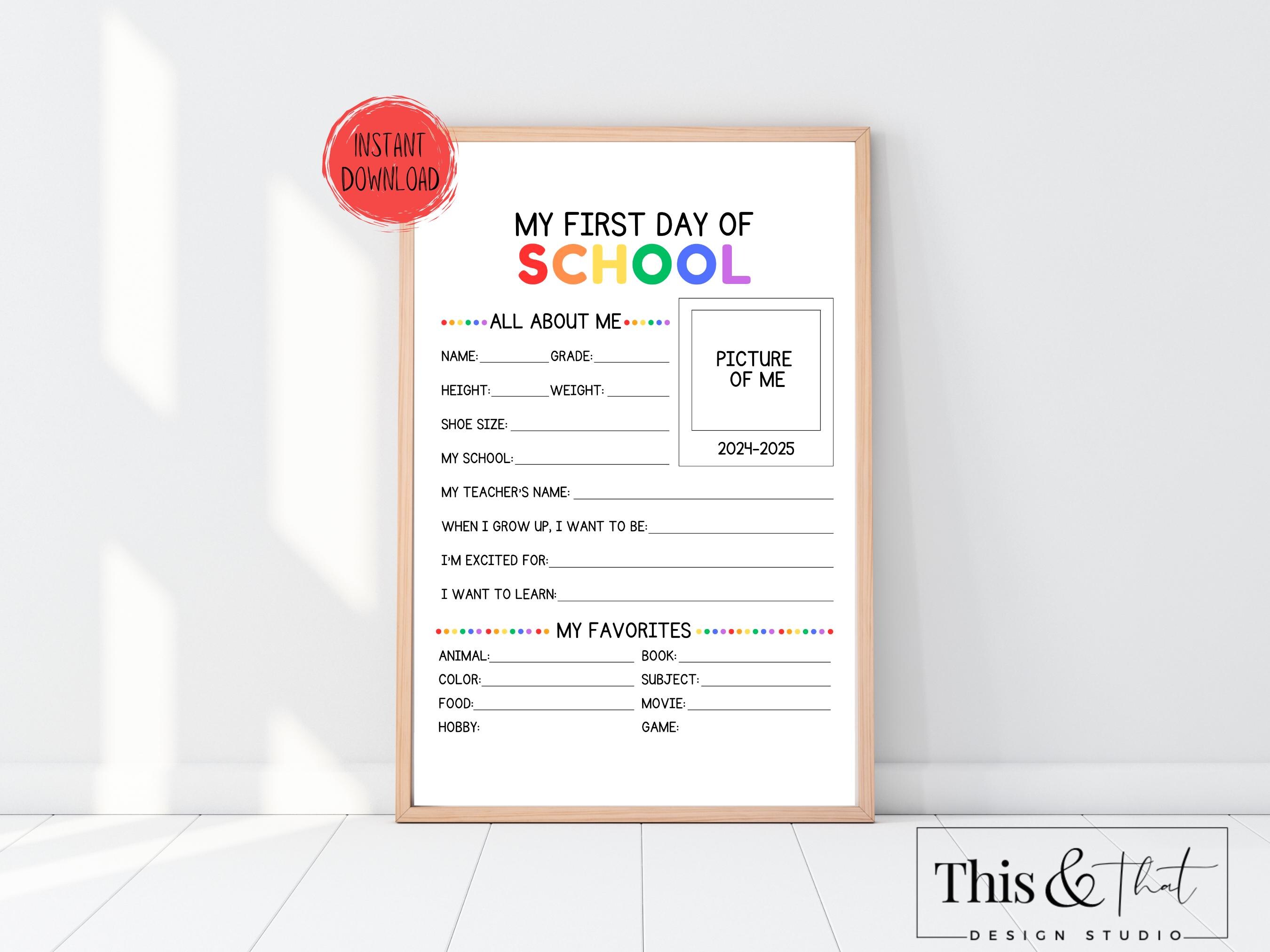 First Day of School Printable Sign First Day of School Interview Kid ...