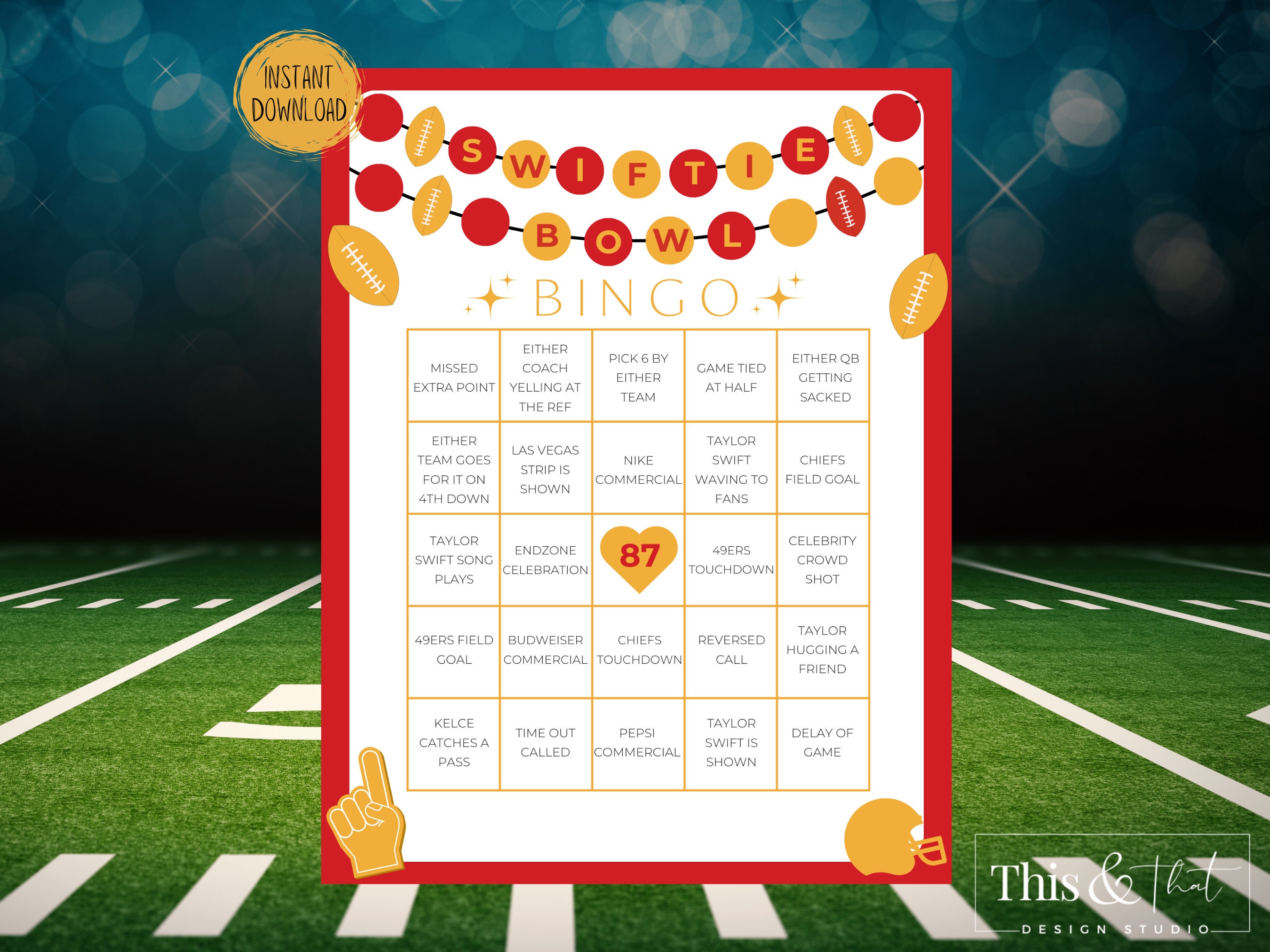 Taylor Swift Super Bowl Bingo Game Swiftie Bowl Bingo Printable Bingo ...
