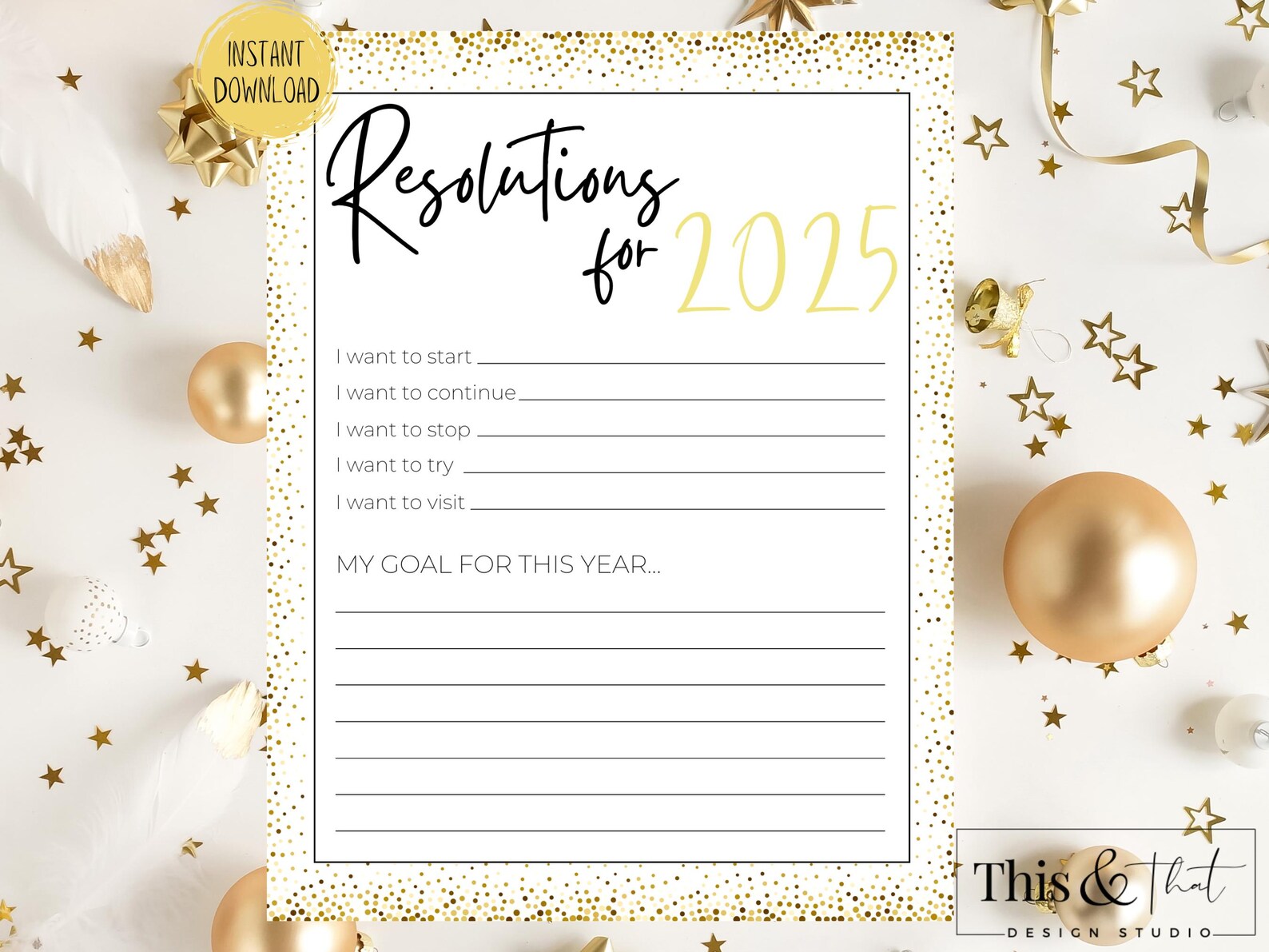 2025 New Years Resolution Printable | New Years Resolutions List ...