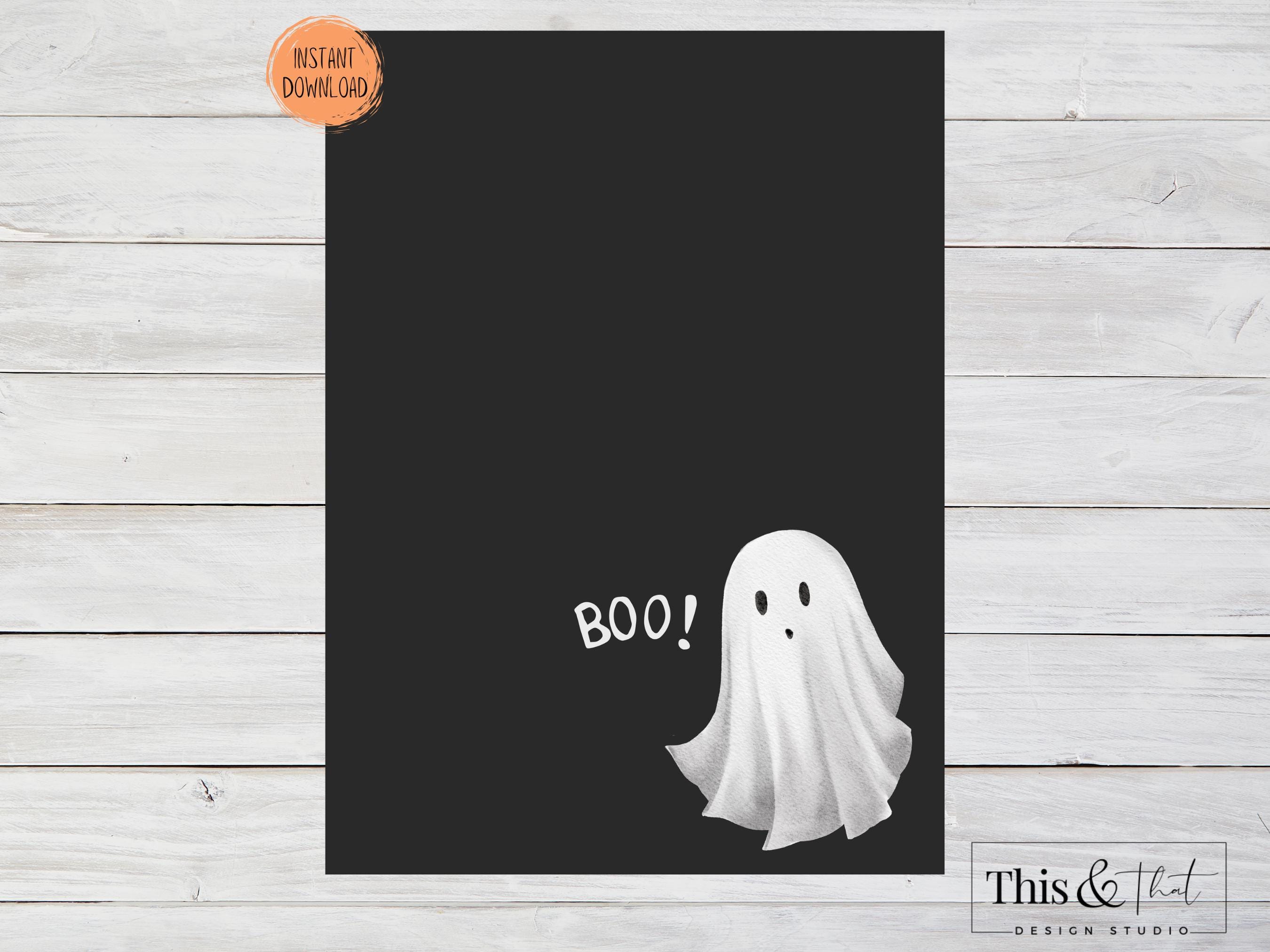 Boo Ghost Printable Sign | Cute Simple Halloween Wall Printable Art ...