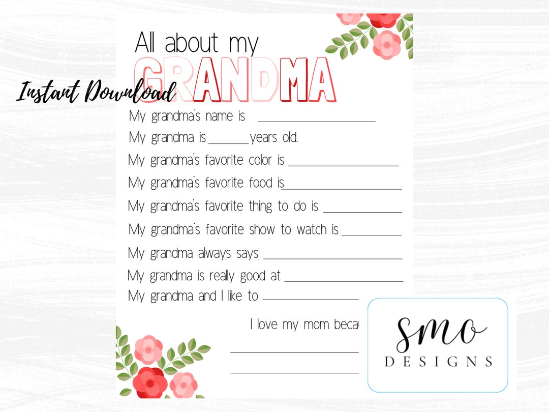 Mother's Day Printable for Grandma Kids Interview Questions Kids ...