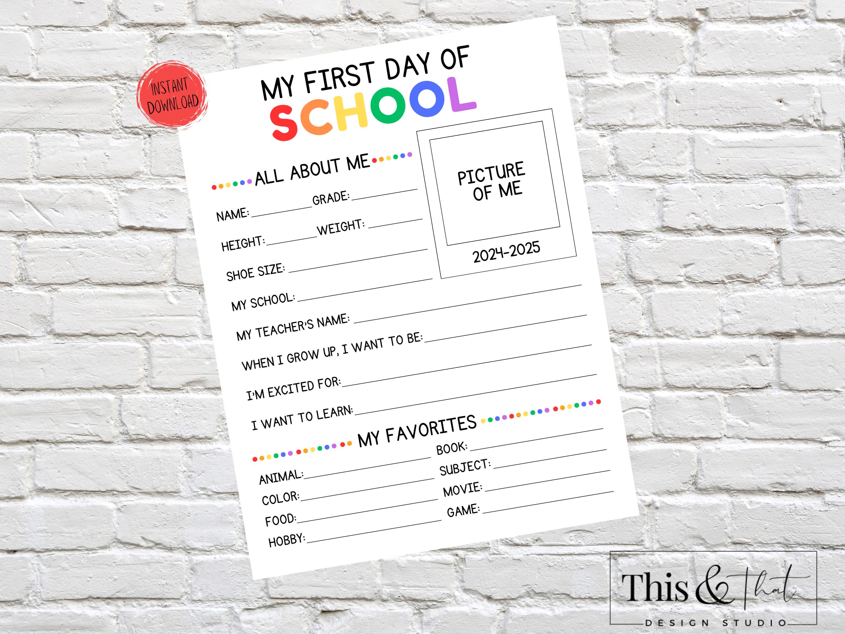 First Day of School Printable Sign First Day of School Interview Kid ...