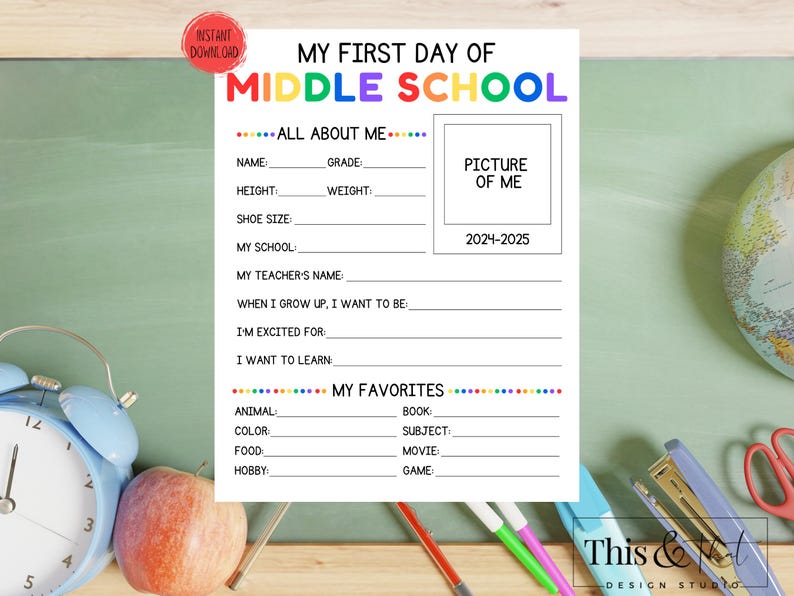 First Day of Middle School Printable Sign | First Day Printable Poster ...