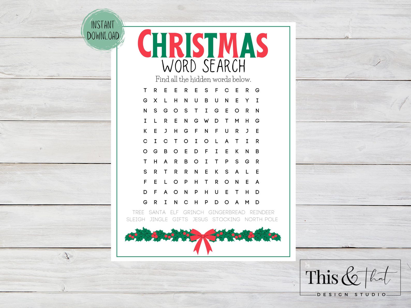 Christmas Word Search Game Printable | Xmas Activity Sheet Printable ...