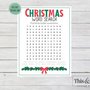 Christmas Word Search Game Printable | Xmas Activity Sheet Printable ...
