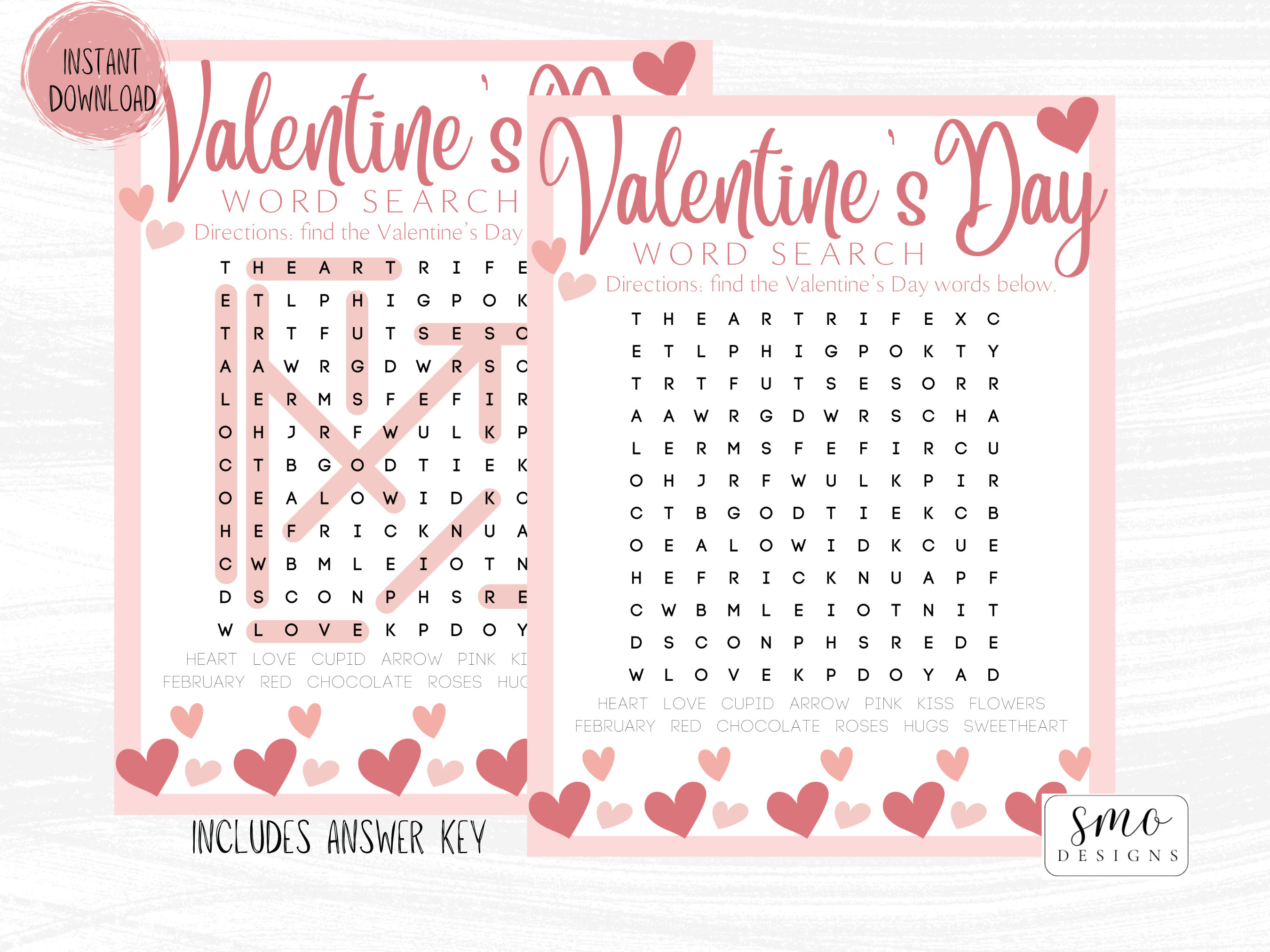Valentine's Day Word Search Kid Classroom Printable Game Valentine's ...