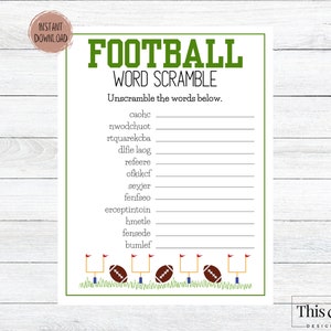 Football Word Scramble Printable Game | Printable Football Game Sports ...