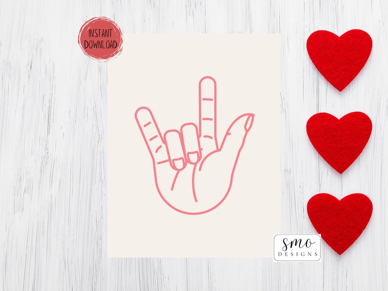 I Love You Sign Language Hand Printable | Simple Valentine's Day Decor ...